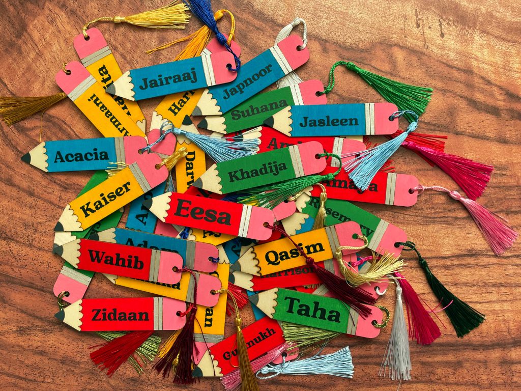 Handmade wooden pencil bookmarks